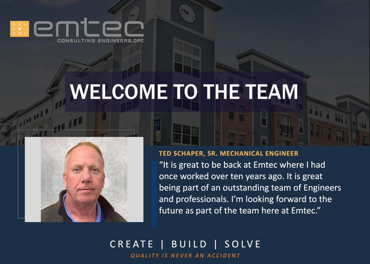 Ted Schaper Joins Emtec Consulting Engineers - Emtec EngineersEmtec Engineers